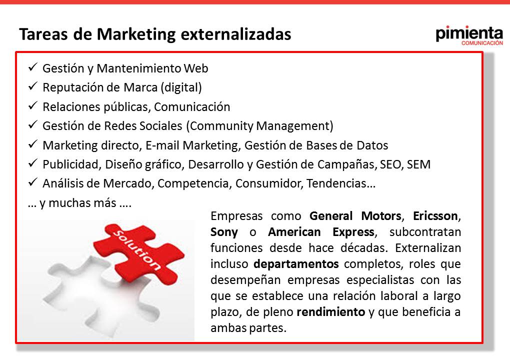 Pimienta comunicación - Blog - Outsourcing - 10 razones - externalización
